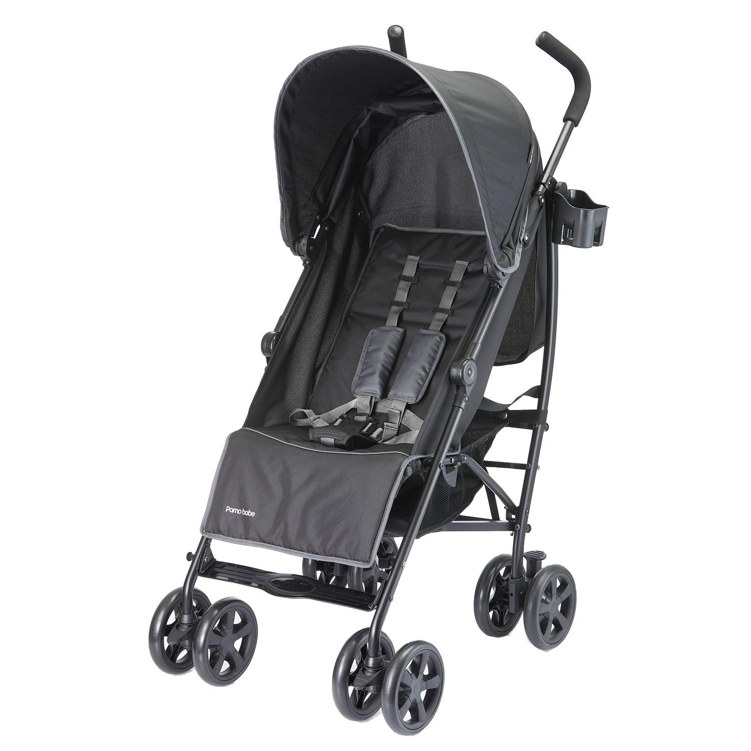 Pamo Babe Umbrella Stroller for Toddler, Lightweight Baby Stroller with Cup Holder and Storage Basket, Foldable Travel Stroller for Infant, Compact Stroller(Black)