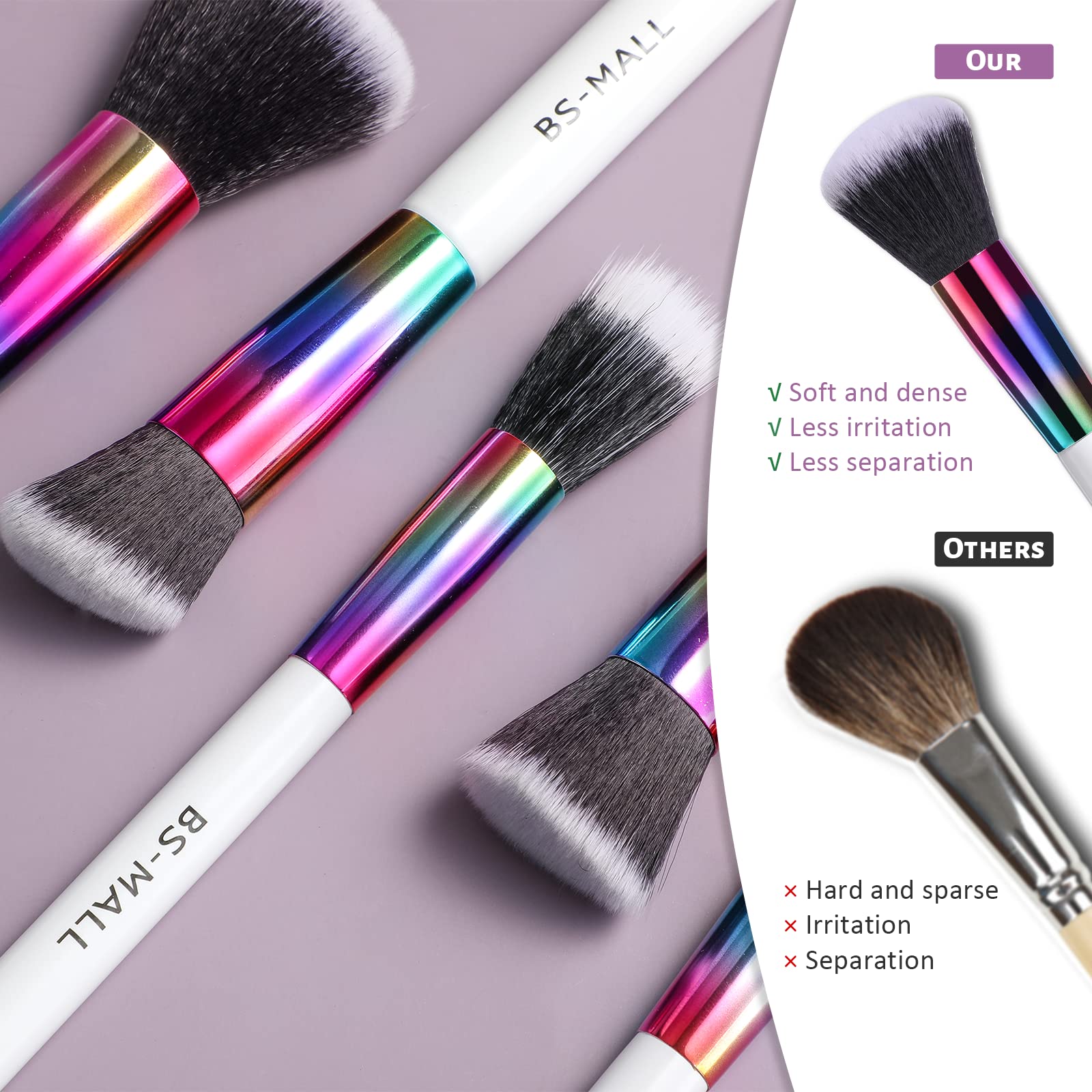 BS-MALL Makeup Brushes 15pcs Makeup Brushes Premium Synthetic Powder Foundation Blush Contour Concealers Lip Brushes with Cosmetic Bag
