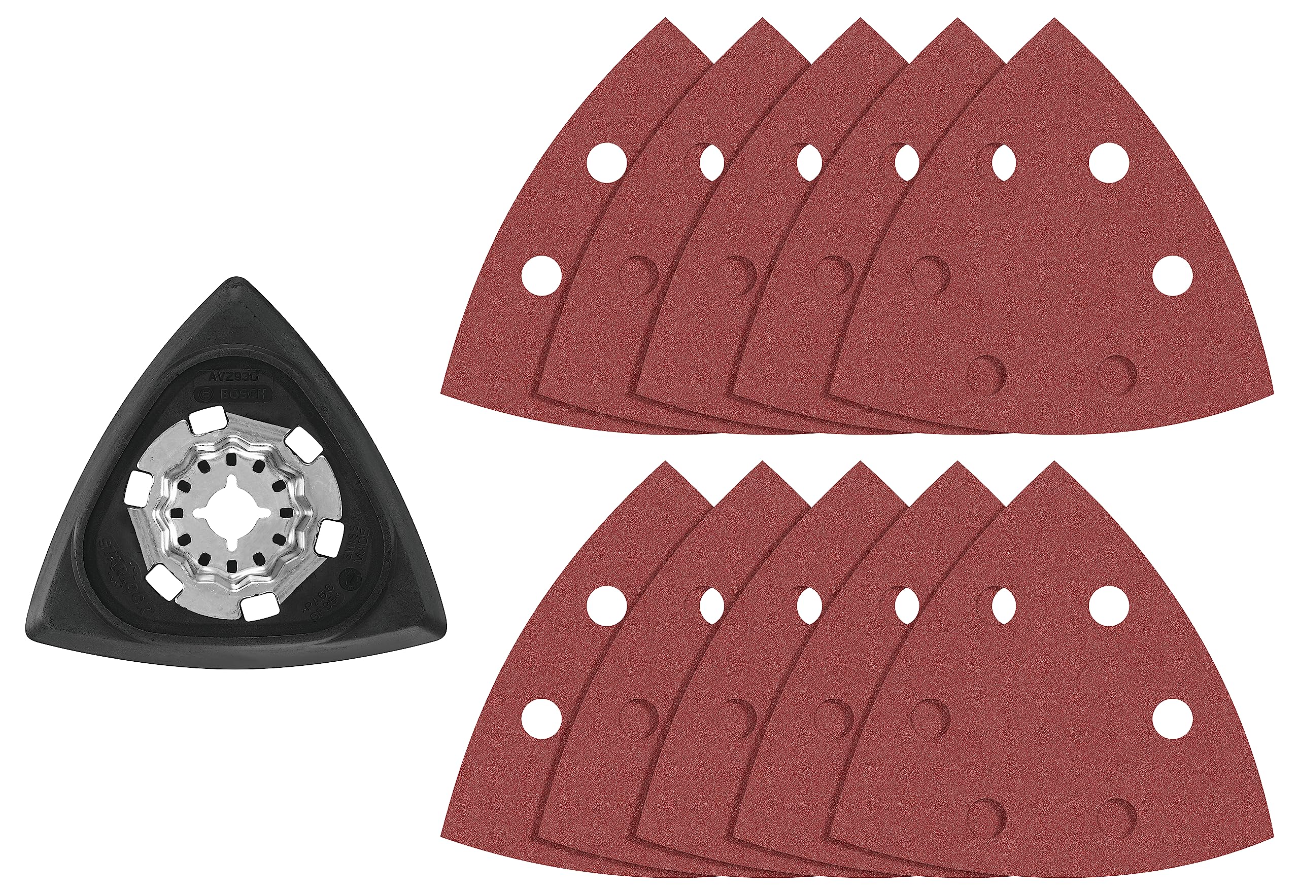 BOSCH OSL350SPDK 11-Piece 3-1/2 In. Starlock Oscillating Multi Tool 80 & 120 Grit Hook-and-Loop Delta Sanding Pad Assorted Kit for Multipurpose Sanding Applications in Plywood, Hardwoods, Softwoods