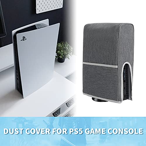 OSPUORT PS5 Dust Cover Thickened Lining for Playstation 5 Console Disc Edition and Digital Edition PS5 Dust Protector Anti Scratch Waterproof Cover Case(Gray)
