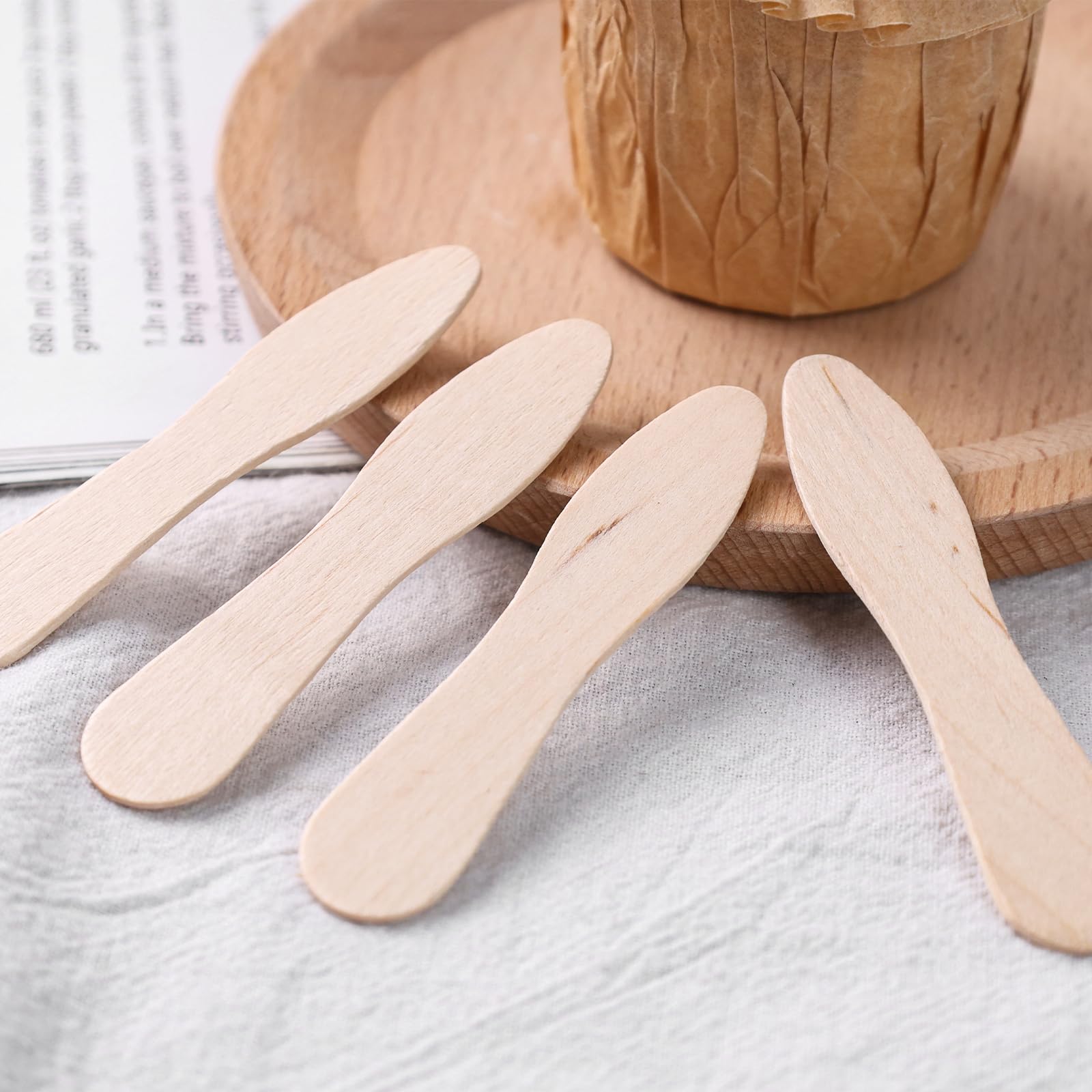 HANSGO 400PCS Wooden Ice Cream Spoons, Mini Tasting Spoons Wooden Small Dessert Spoons Sample Spoons for Crafts Tasting Sampling
