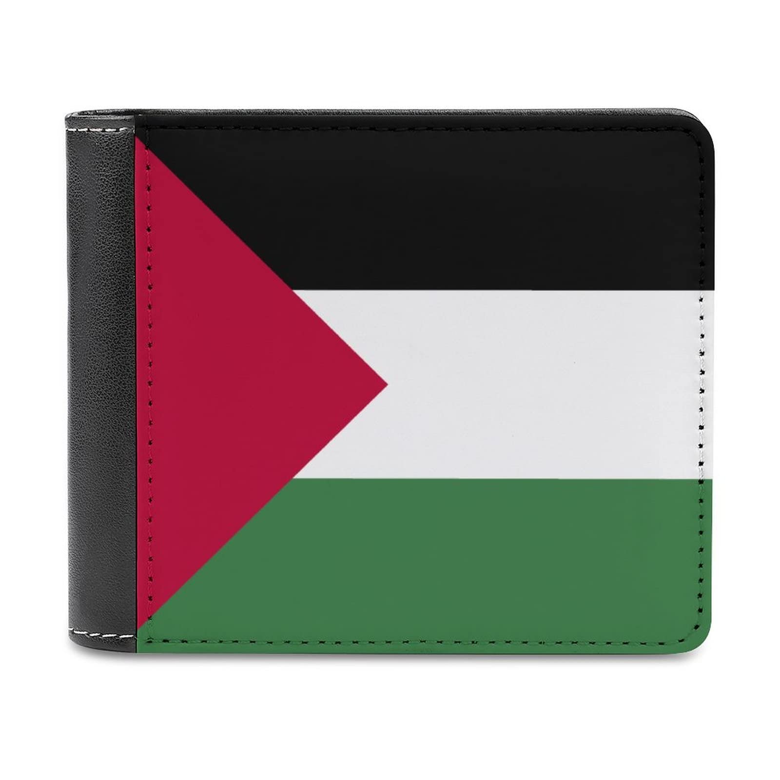 Wallets for Men Palestine Flag Bifold Leather Pocket Wallet Short Purse Personality Fashion Card Holders