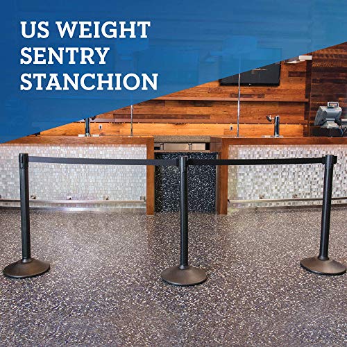 US Weight - U2000 Sentry Stanchion with 6.5 Foot Retractable Belt β Easy Connect Assembly (2-Pack), Black
