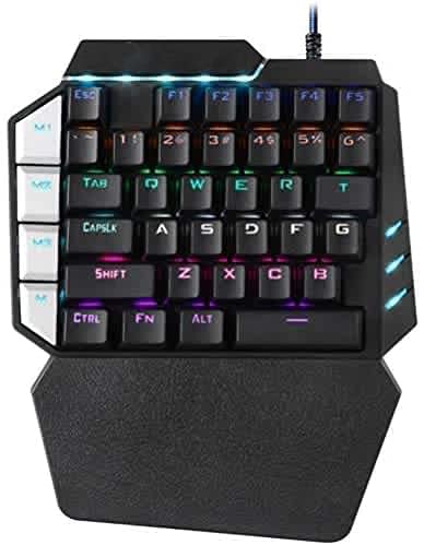 XYLXJ Mechanical Gaming Keyboard, Compact 38-Key Mechanical Computer Keyboard Blue Equivalent Switch for Windows PC Gamers (Black RED LED Backlight)