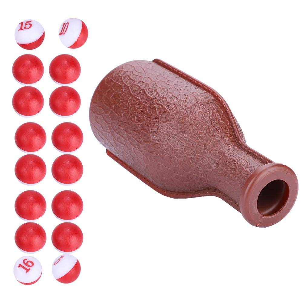 Huairdum Dice Bottle, Billiard Shaker Bottle with 16 Numbered Tally Balls Pool Dice Billiards Accessory Billiard Number Dice Brown for Pea Pool