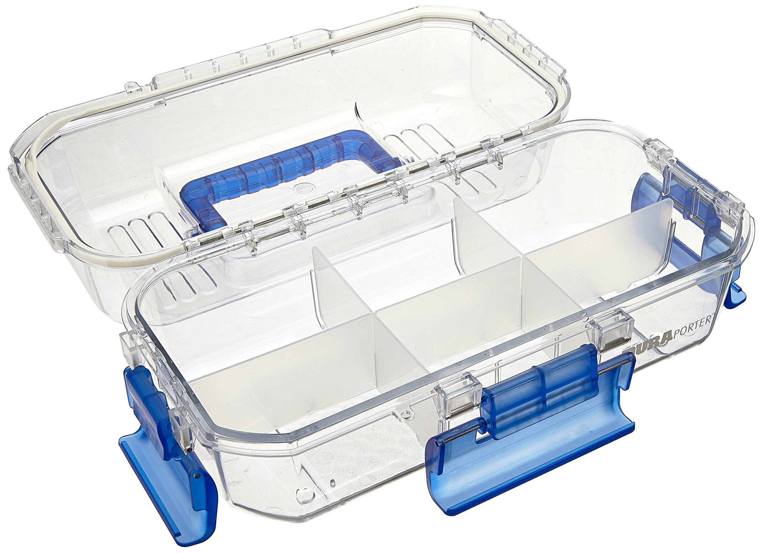 Heathrow HS120052 DuraPorter Transport Box, Clear with Blue Handles