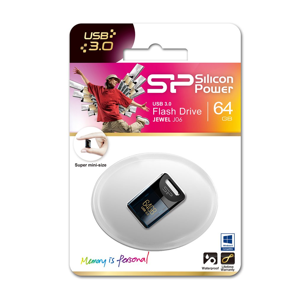SP Silicon Power 64GB USB 3.2 (Compatible with USB3.1/USB3.0/USB2.0), Small, Waterproof, Dustproof, Shockproof, Mac Compatible, Jewel J06 SP064GBUF3J06V1D