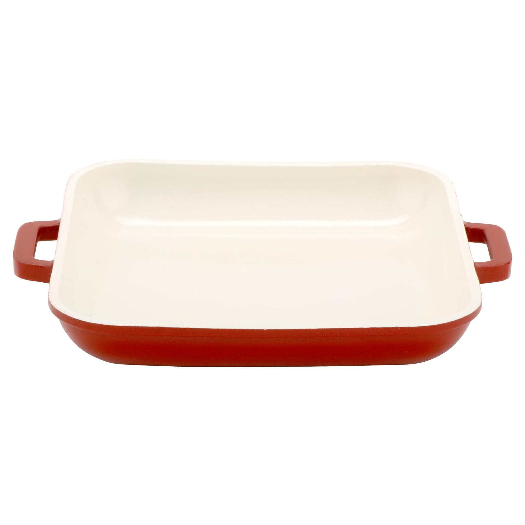 HeissÂŽ Energy-Efficient Cast Aluminum Mini Square Grill Pan for Serving, 10 Ounce, 6" x 6", Red/White