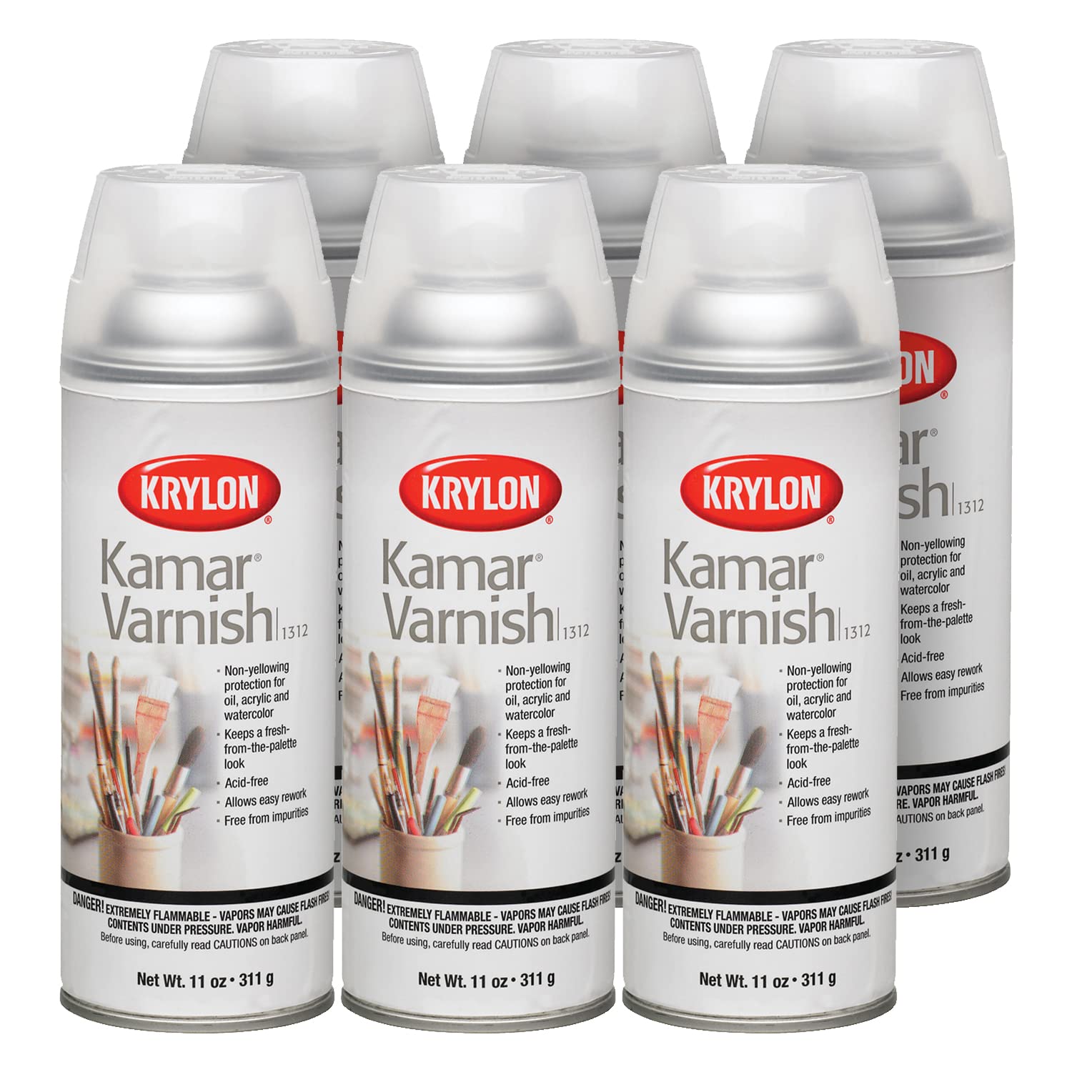 Krylon 1312 Kamar Varnish, Fine Art Spray, 11 Ounce (6 Pack)