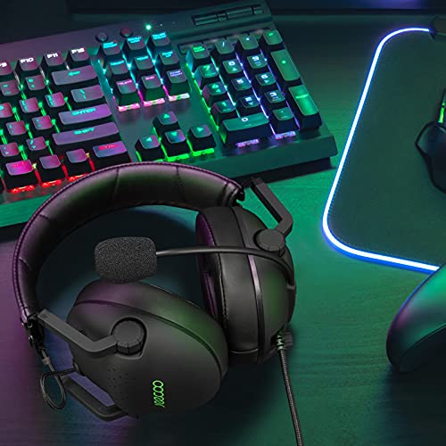 Jeecoo J50 Stereo Gaming Headset with Clear Microphone, Folding Gaming Headphones Lightweight Portable Compatible for PS4 PS5 Xbox One PC & Laptop Computer