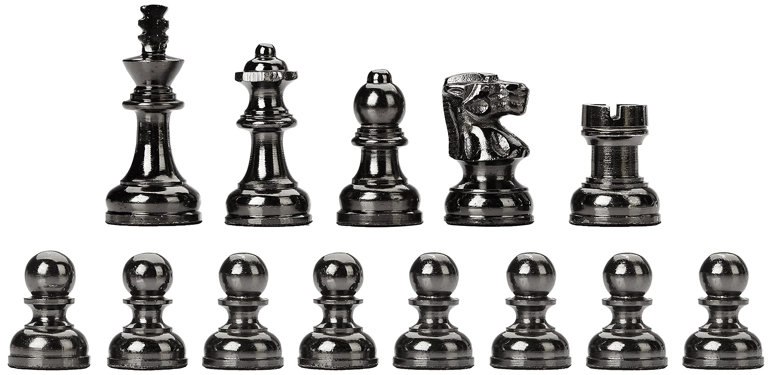 IWIS GLOBAL Chess Pieces Only No Board, 32 Large Quadruple Weighted Metal Chess Pieces with 2 Extra Queen, 2.6β King Heavy Piece, Chrome Silver-Metallic Black in Unique Gift Storage Box