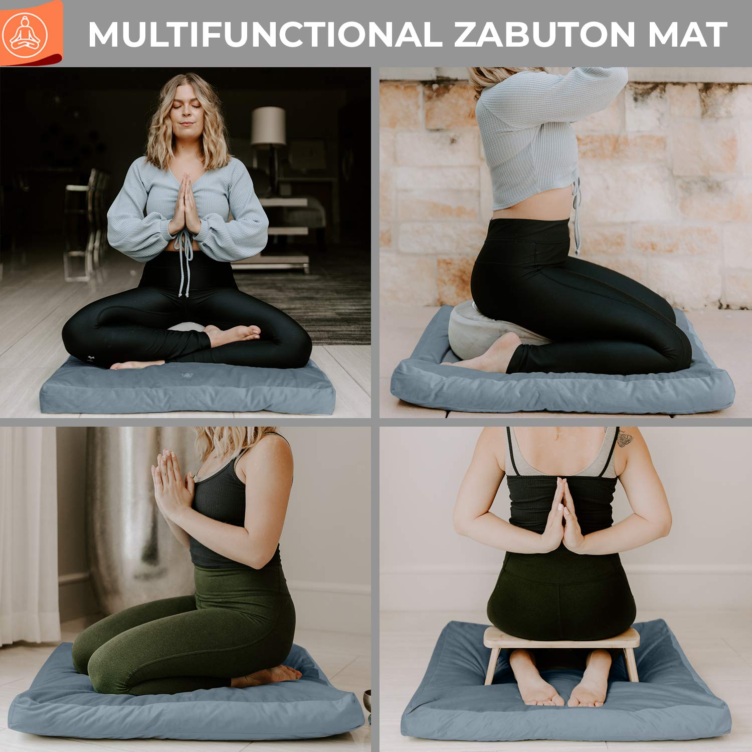 Florensi Yoga & Meditation Bundle | Ocean Abyss Zabuton Meditation Mat & Yoga Wheel 3 Pack