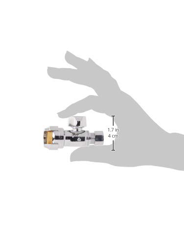 SharkBite 1/2 x 3/8 Inch Compression Straight Stop Valve, Quarter Turn, Push to Connect Brass Plumbing Fitting, PEX Pipe, Copper, CPVC, PE-RT, HDPE, 23037-0000LF