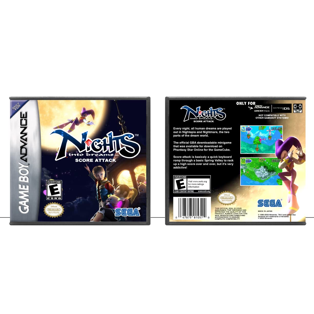 Nights into Dreams Score Attack | (GBA) Game Boy Advance - Game Case Only - No Game