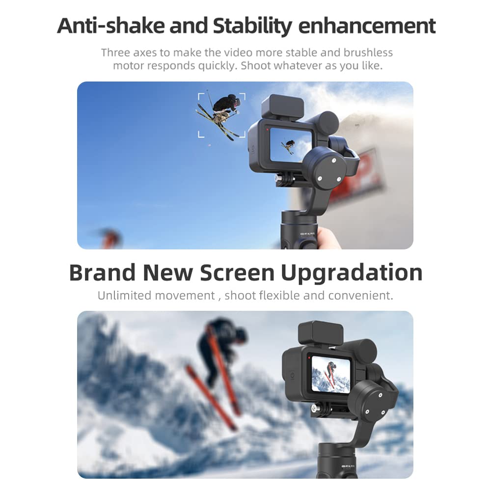 INKEE Falcon Plus Handheld Action Camera Gimbal Stabilizer 3-Axis Anti-Shake Wireless Control Vertical Horizontal Time-Lapse with Mini Tripod Replacement for GoPro Hero 11/10/9/8 OSMO Action Insta360