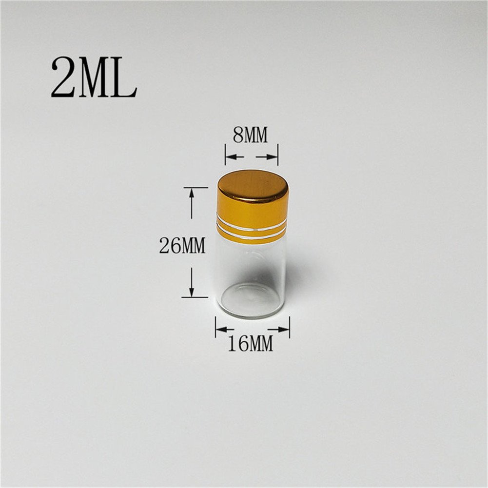 TAI DIAN 2ml Mini Glass Bottles Crafts Cute Bottles Aluminum Cover Empty Wishing Gift Bottles Jars Decorate 24 units (24, 2ml)