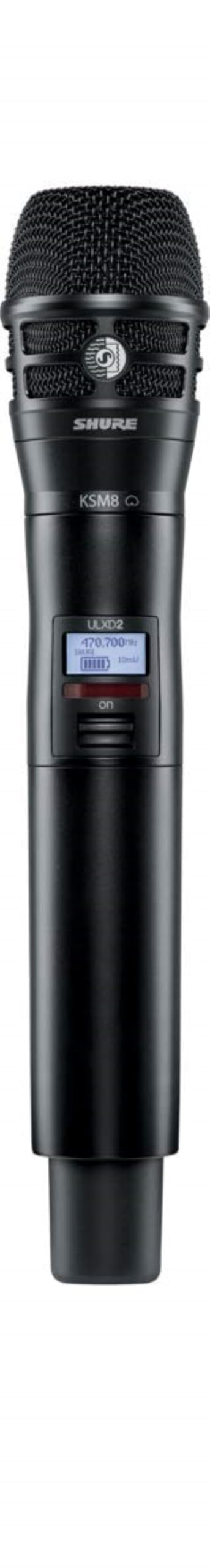 Shure ULXD2/K8B Handheld Transmitter with KSM8 Black Vocal Mic Capsule - for use with ULX-D Digital Wireless Microphone Systems, Receiver Sold Separately | H50 Band (ULXD2/K8B=-H50)