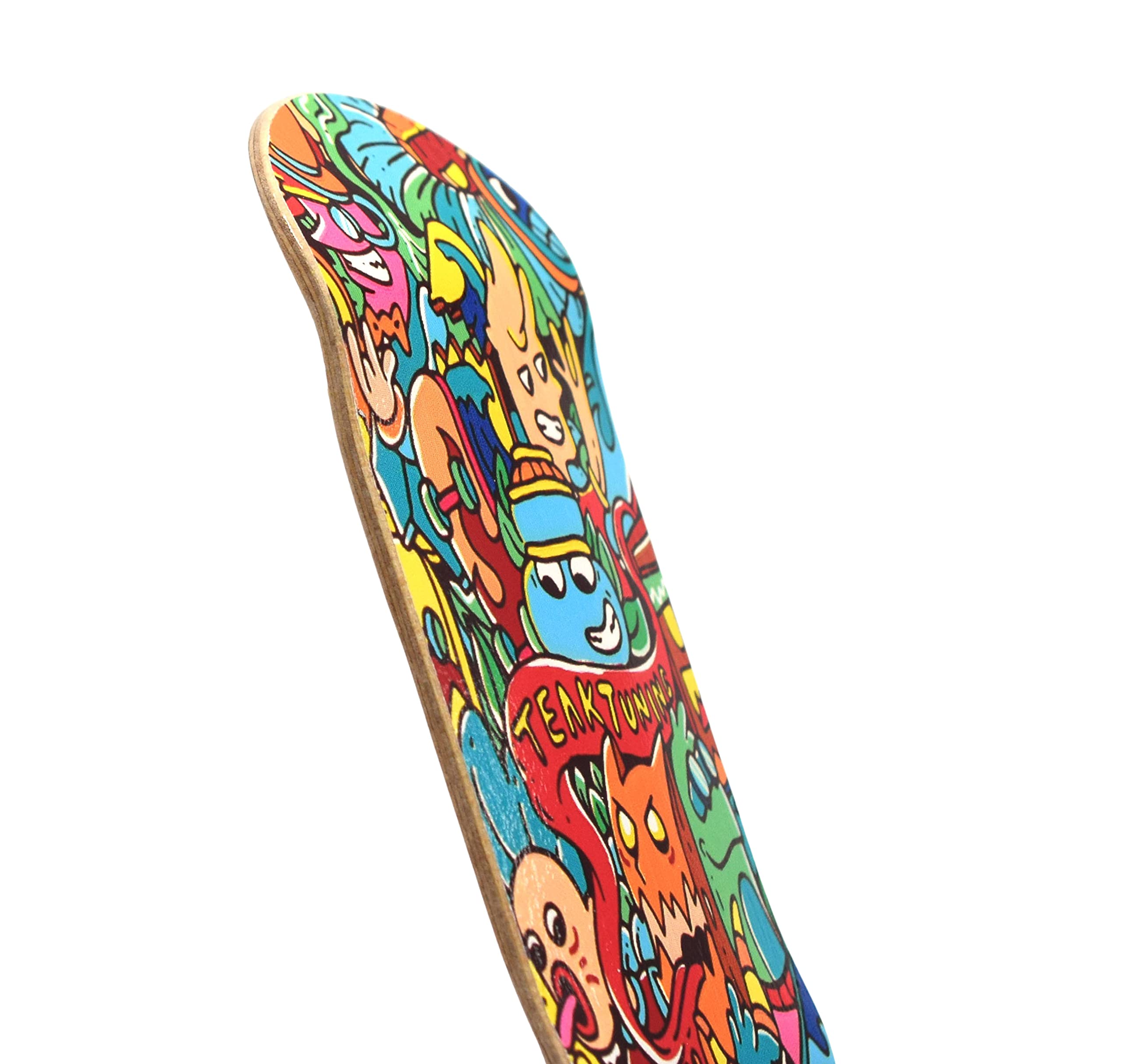 Teak Tuning Premium Fingerboard Graphic Deck, Bubble Bushings & Monsters - 32mm x 97mm - Heat Transfer Graphics, Pro Shape & Size - Pre-Drilled Holes - Includes Prolific Foam Tape