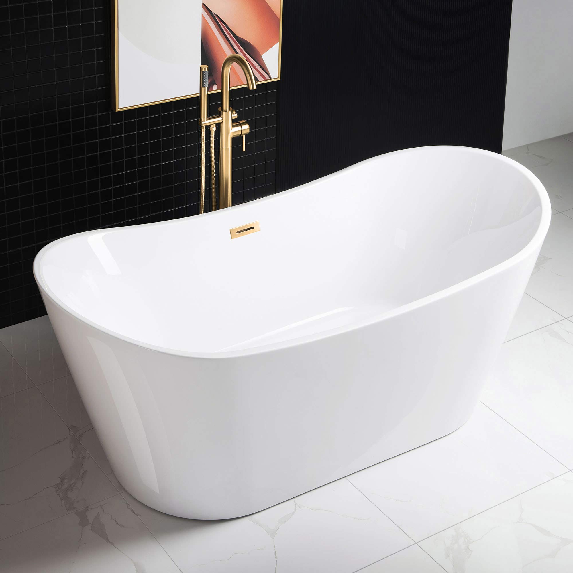 WOODBRIDGE B0017-MB-Drain &O Bathtub, Matte Black