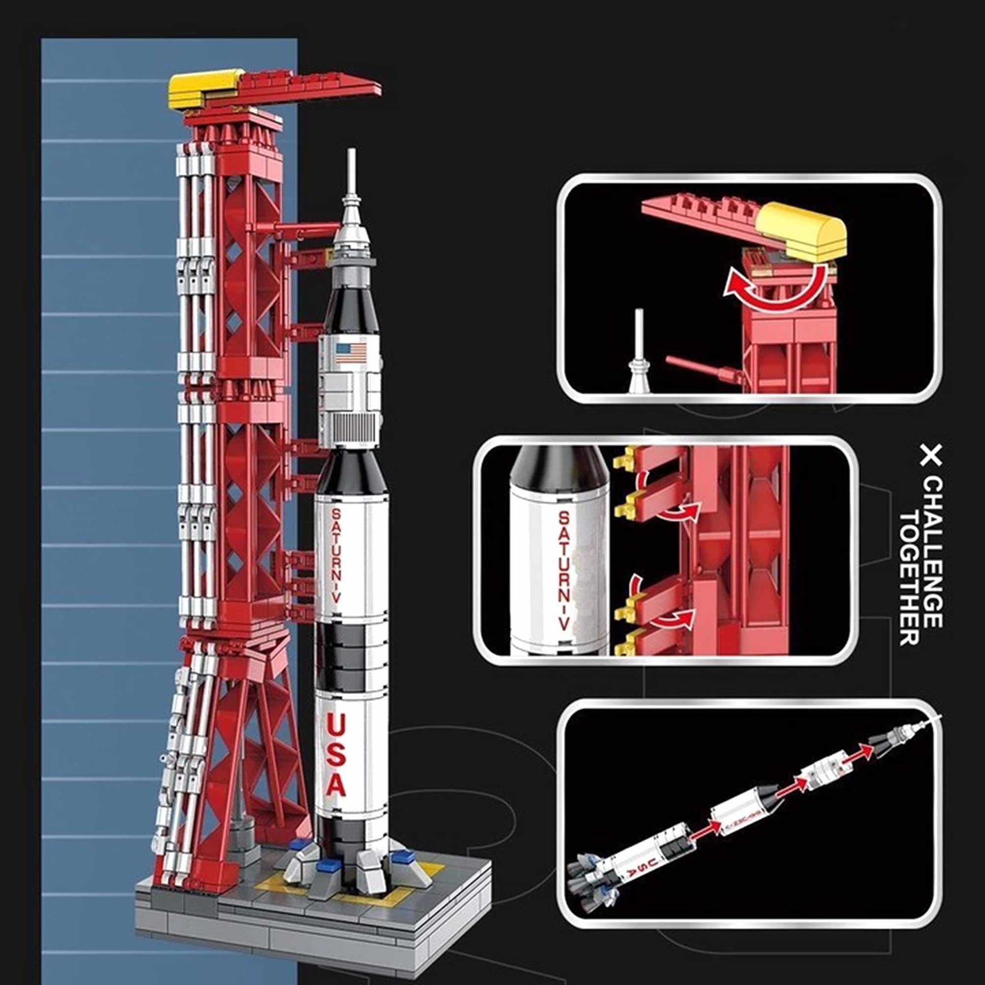 LEQUMOC Rocket in Building Set, (425PCS), for Boy Age 6 + Year Old