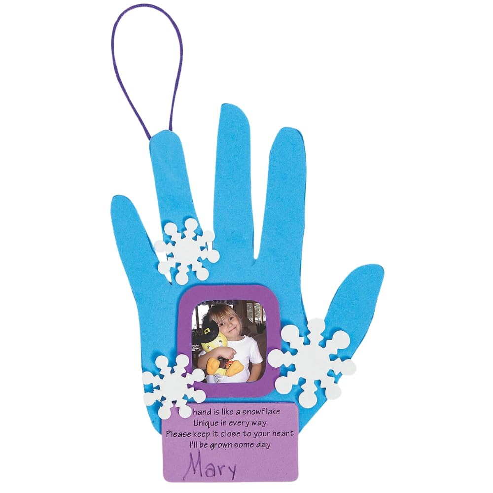 Snowflake Handprint Picture Ornament Cra - Crafts for Kids and Fun Home Activities