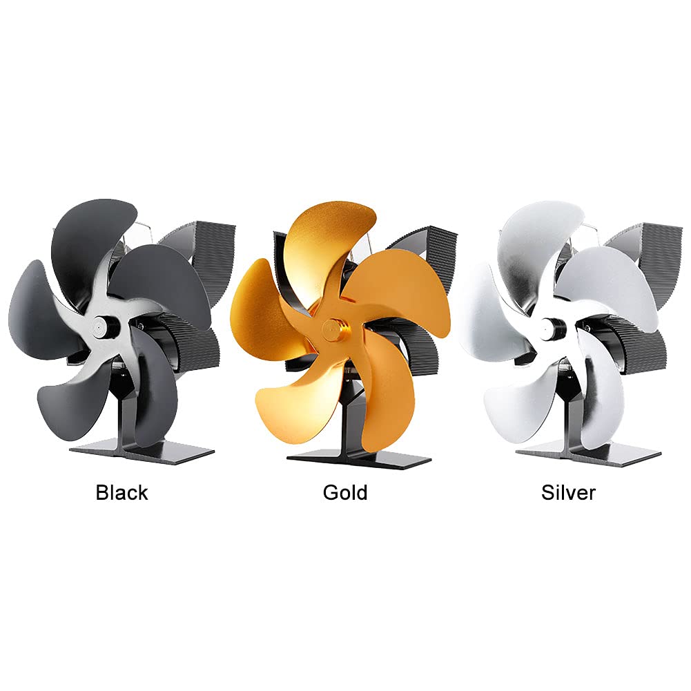 Saycker 5-Blade Fire Fans Heat Powered Stove Fan for Fireplace Wood/Log Burner/Fireplace Increased Efficiency(Black)