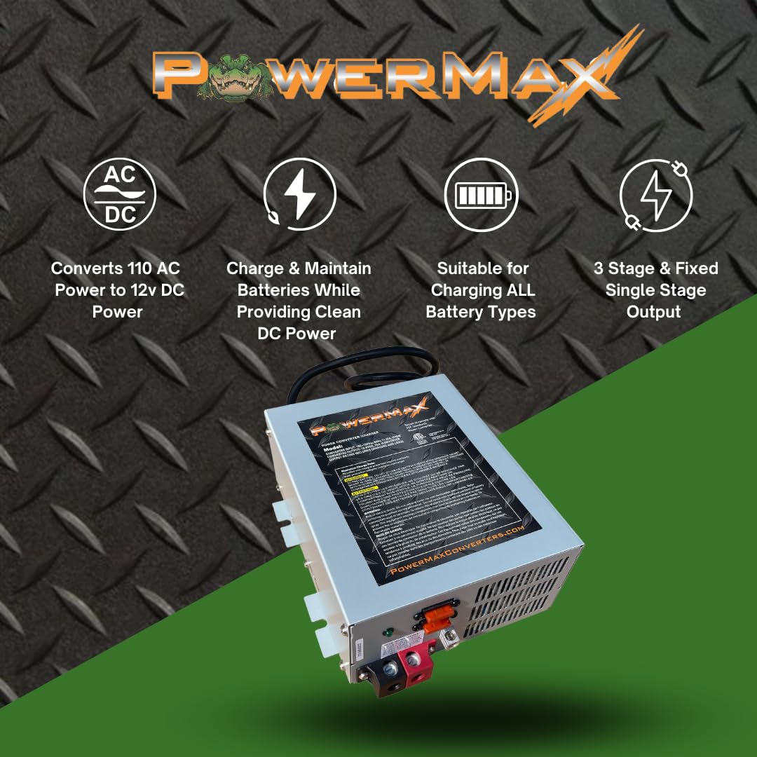 PowerMax PM3-50-24 24 Volt 50 AMP Converter Charger with 3 Stage Automatic Smart Battery Charger