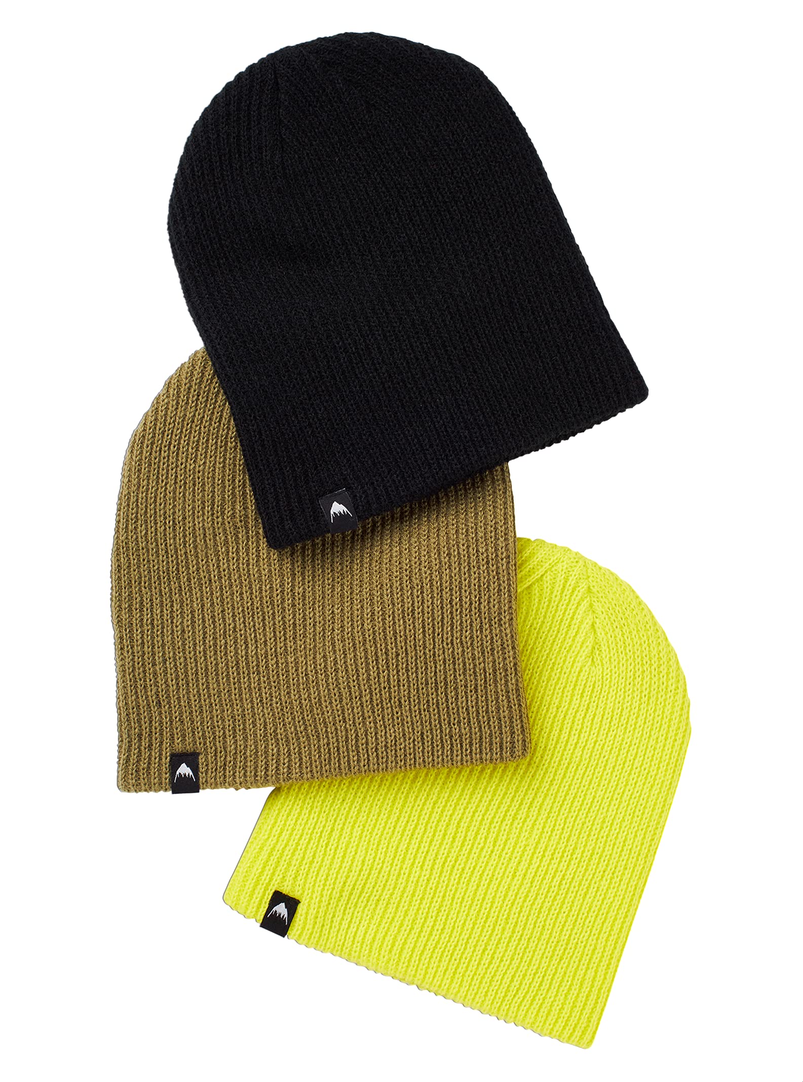 Burton Kids DND Beanie 3-Pack, True Black/Martini Olive/Sulphur Yellow, One Size