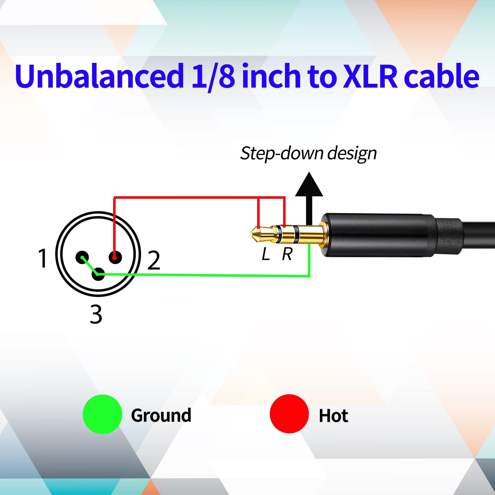 Sound harbor XLR Female to 3.5mm Microphone Cable, XLR to 1/8 Inch Female Patch Cables, 6.5 Feet