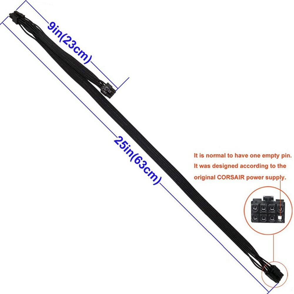 JINYI EPS 8 Pin Male to Dual PCIe 8 (6+2) Pin Male PCIE Cable, GPU Power Cable Replacement for Corsair CoolerMaster Thermaltake Modular Power Supply (25 + 9 inches)