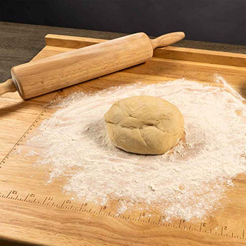 Zelancio Reversible Wooden Pastry Board - 24" x 20" Pastry Board with Engraved Ruler and Pie Board Template, Features Front and Back Counter Lip