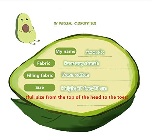 XICHEN 27 Inch Green Large Simulation Avocado Plush Toy Doll Sleeping Pillow Doll Doll, Holiday Warm Gift Plush Toy Pillows (Seated)