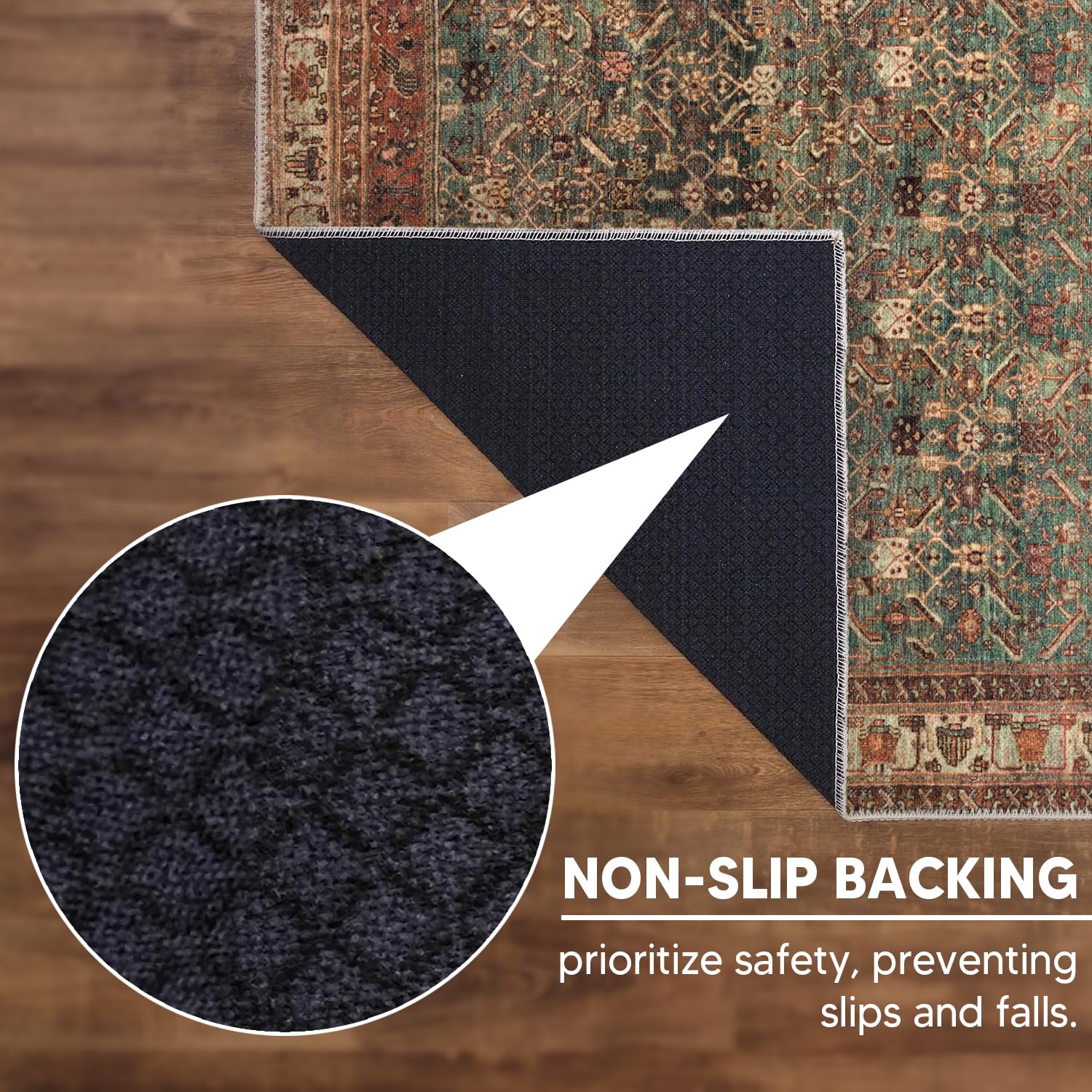Keen Home Design Machine Washable Area Rugs with Non-Slip Backing, Ideal for Hallway, Living Room, Bedroom, Kitchen and Laundry Room, Vintage Moroccan and Low Pile Rug - (5' x 7')