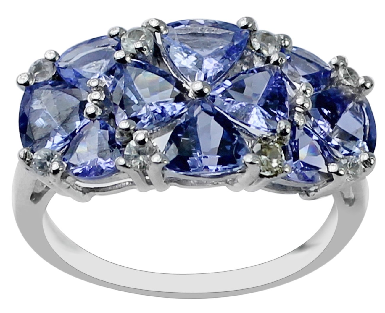 Carillon Tanzanite Trillion Shape Natural Non-Treated Gemstone 925 Sterling Silver Ring Engagement Jewelry for Women & Men