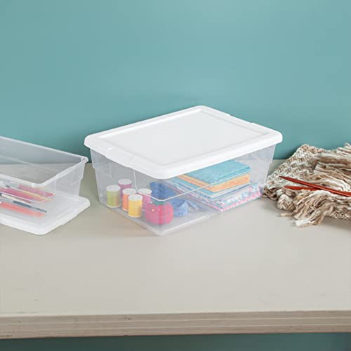 Sterilite 16 Quart Multipurpose Clear Plastic Stacking Storage Container Box with Secure Latching Lid for Home or Office Organization, 108 Pack