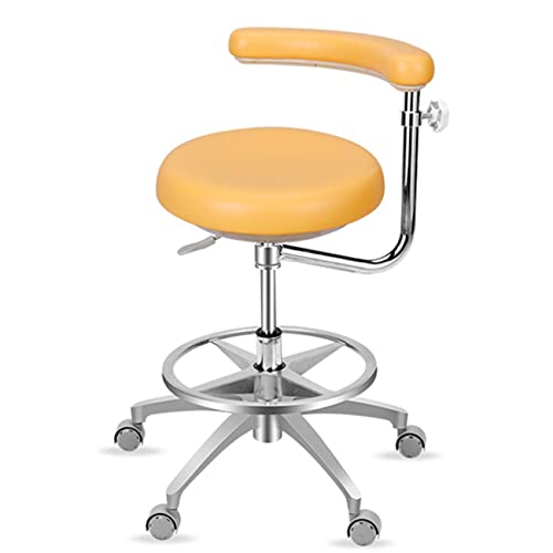 GUNEL Medical Dental Stool Dentist's Chair with Foot Rest and 360 Degree Rotation Armrest, PU Leather Dental Assistant Stool Height Adjustable Doctor's Chair (Color : F)