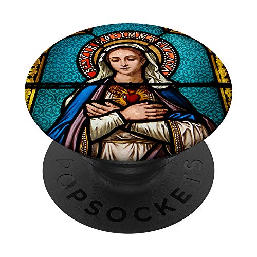 The Blessed Virgin Mary Stained Glass Window Design PopSockets PopGrip: Swappable Grip for Phones & Tablets