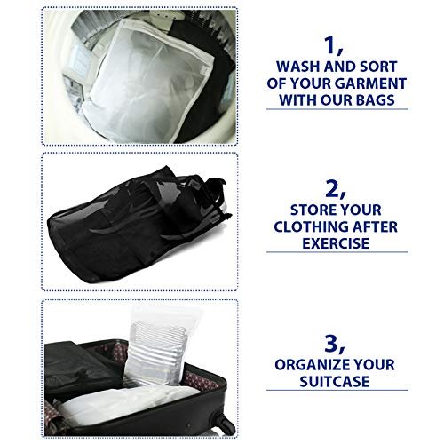 TENRAI 3 Pack (3 Medium) Delicates Laundry Bags, Bra Fine Mesh Wash Bag, Use YKK Zipper, Have Hanger Loops, Zippered, Protect Best Clothes in The Washer (Black)