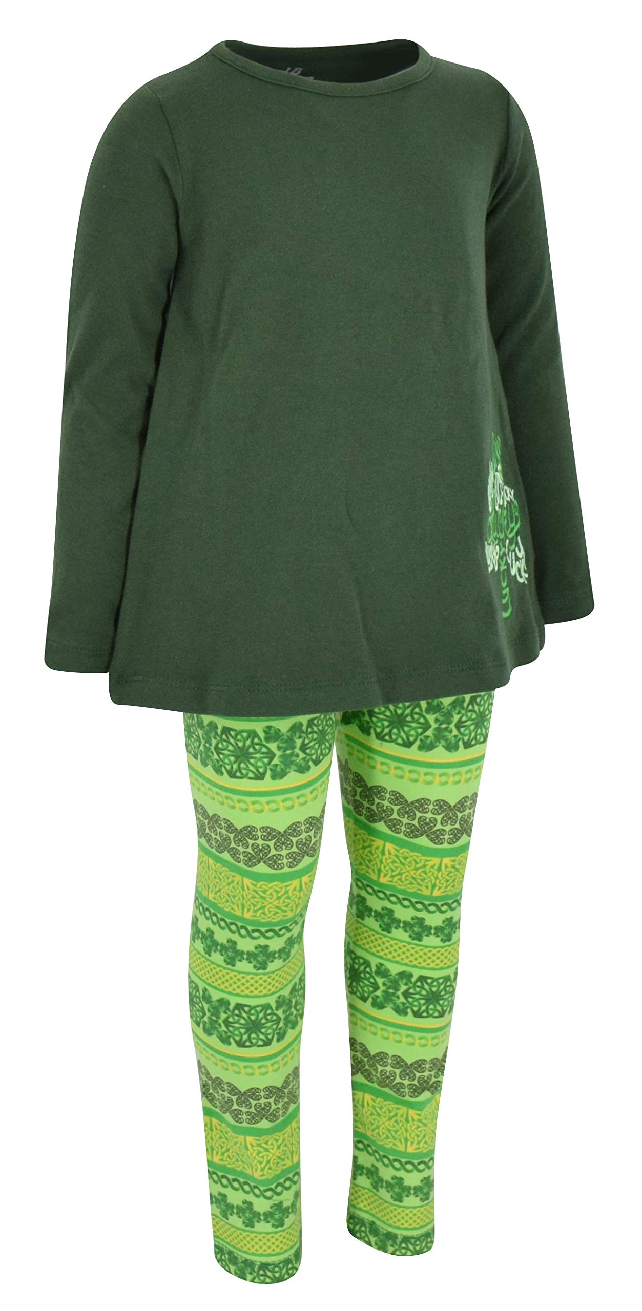 Unique Baby Girls Lucky Clover Embroidery 2 Piece St Patricks Day Outfit (4t)