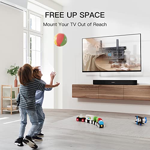 TV Wall Mount Full Motion Articulating Swivel Extension for Most 26-65 Inch Flat Curved TVs with Max VESA 400x400mm up to 88lbs, Wall Mount TV Bracket fits 12,16 inch Wood Stud by Pipishell