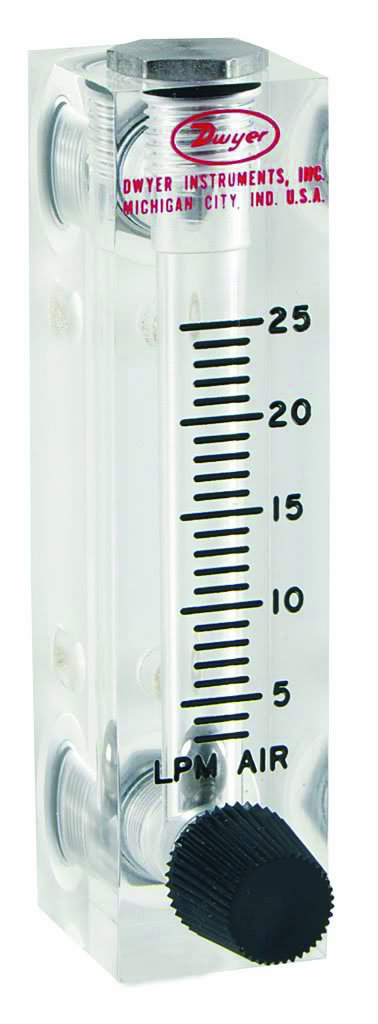 Dwyer® Visi-Float® Flowmeter, VFA-42-SSV, Acrylic Block, 5% FS Acc, 2-10 GPH Water, SS Valve