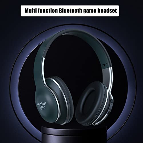 WOLWES Multifunctional Headband Bluetooth Headset, Bluetooth 5.0 Subwoofer Headset, 8-Hour Working, Foldable Over-Ear Headphones Wireless Bluetooth for Cell Phones & Computer & TV (Green)