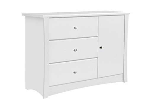 Storkcraft Crescent 3 Drawer Combo Dresser (White) – Baby and Kids Bedroom Organizer, Nursery Chest, Storage Dresser With Drawers, Universal Design