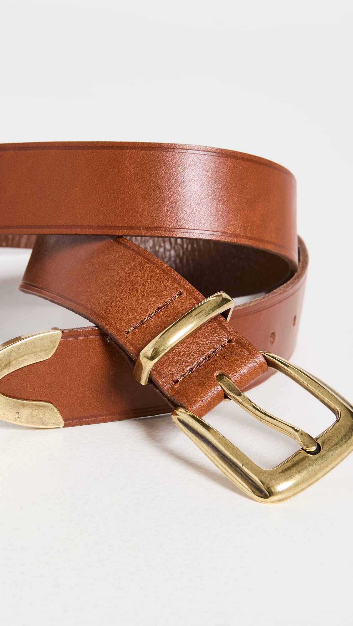 Madewell Women's Leather Western Belt, English Saddle, Brown, L