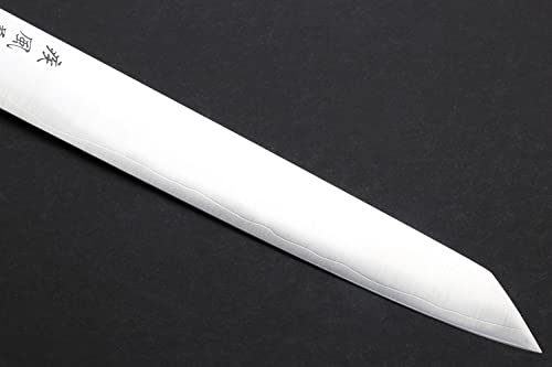 Yoshihiro TM-Hayate ZDP-189 Super High Carbon Stainless Steel Sujihiki Kiritsuke Knife Octagonal Ebony Wood Handle with Sterling Silver Ring (9.5" (240mm))