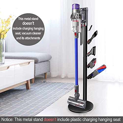 XIGOO Storage Stand Docking Station Compatible with Dyson V15 V11 V10 V8 V7 Vacuum Cleaners (Metal Bracket Black with 5 Hooks, Set of 2)
