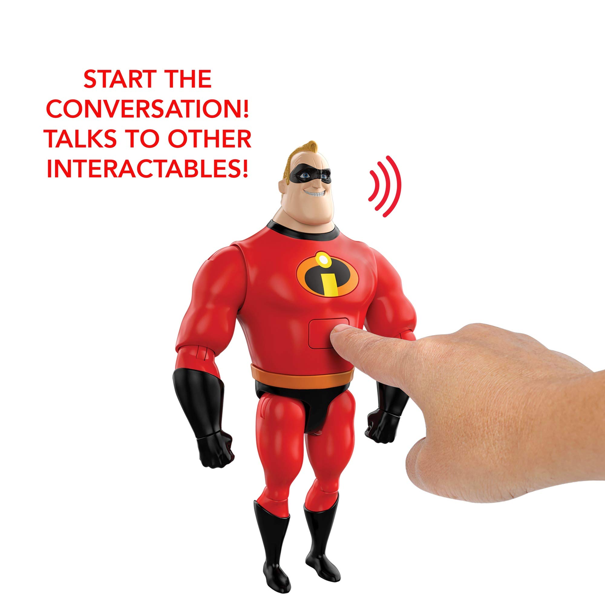 Pixar Interactables Mr. Incredible Talking Action Figure, 8-in Highly Posable Movie Character Toy, Interacts with Other Figures, Kids Gift Ages 3 Years & Older