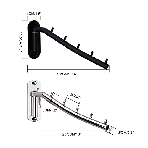 Zivisk Folding Wall Mounted Clothes Suit Hanger Rack with Swing Arm Stainless Steel Heavy Duty Coat Hook for Bathroom, Bedroom, Laundry Room - Silver