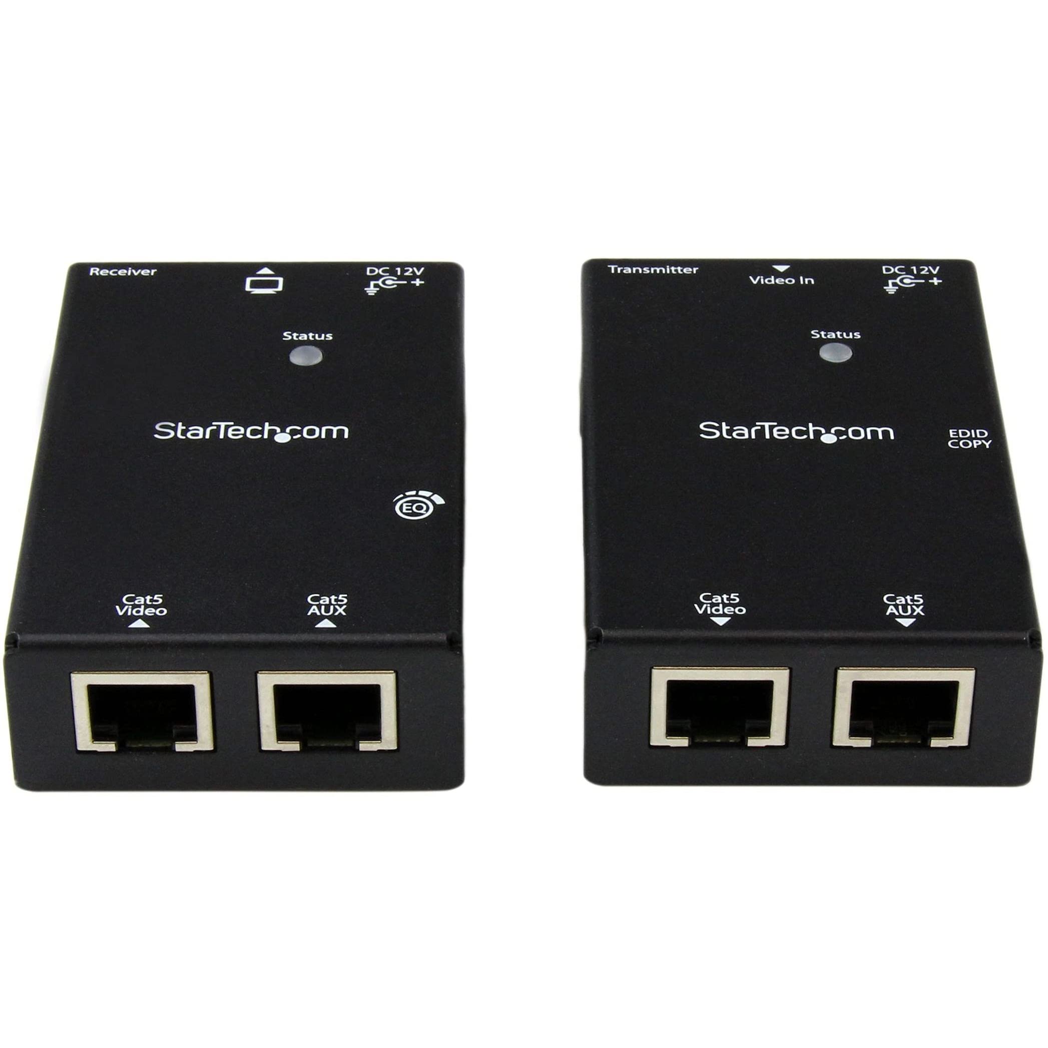 StarTech.com HDMI Over CAT5e / CAT6 Extender with Power Over Cable - 165 ft (50m) HDMI Video/Audio Over Dual Ethernet Cable Extender , TAA (ST121SHD50)