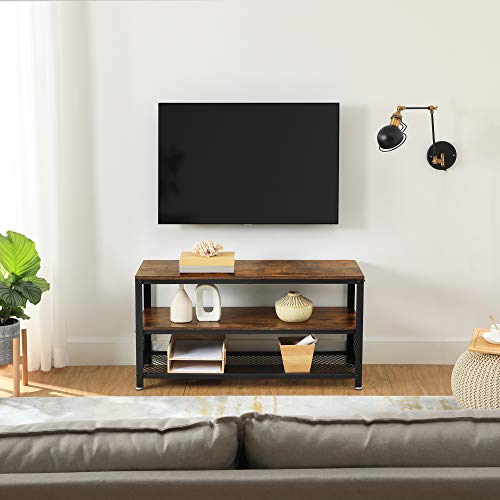 VASAGLE BRYCE TV Stand for TVs up to 43 Inches, Storage Console with Metal Shelf, Easy Assembly and Sturdy Design, Adjustable Feet, 39.4 x 15.7 x 20.3 Inches, Industrial, Rustic Brown ULTV40BX